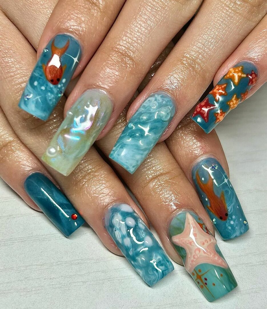 19 Enchanting Aqua Nails To Awaken Your Inner Mermaid