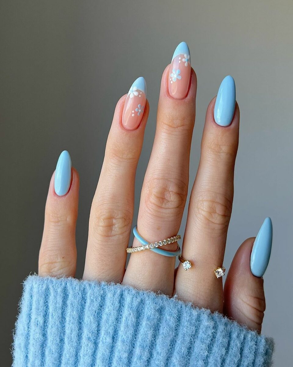 38 Heavenly Baby Blue Nails For A Calming And Chic Manicure