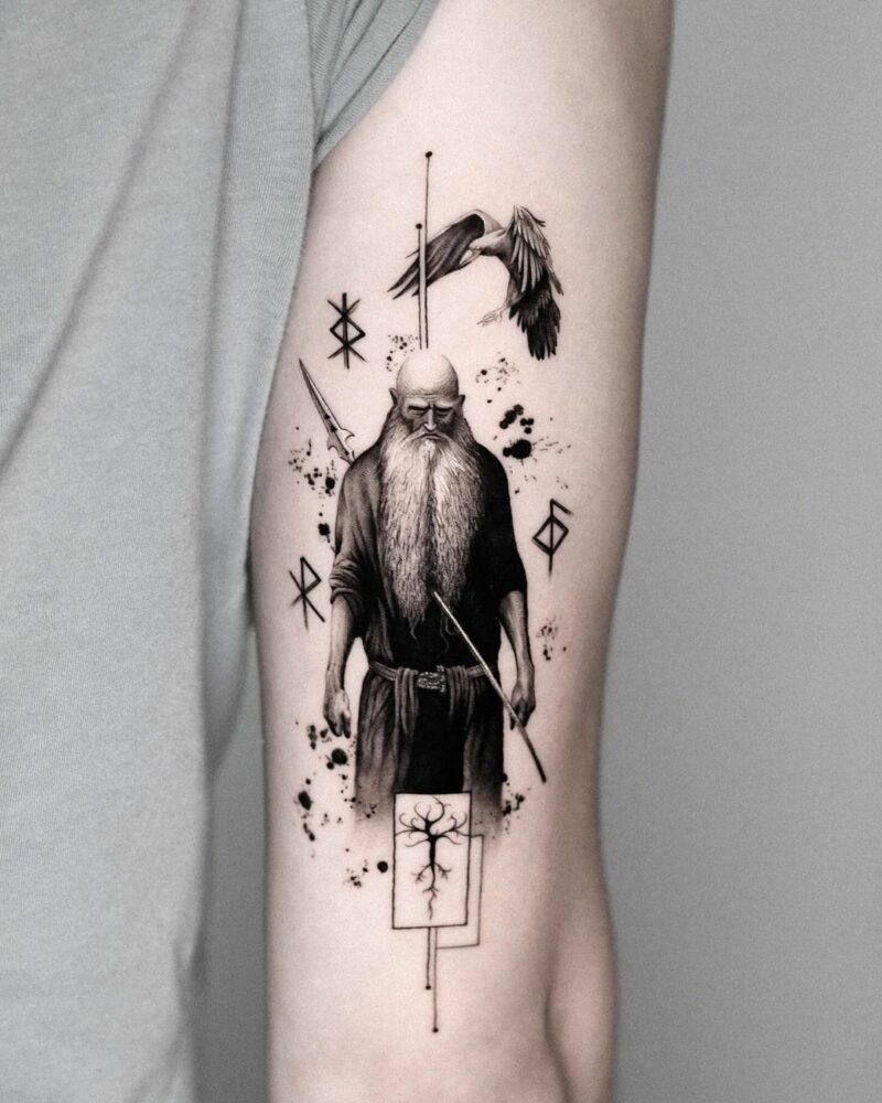 18 Mighty Odin Tattoos For Lovers Of Norse Mythology