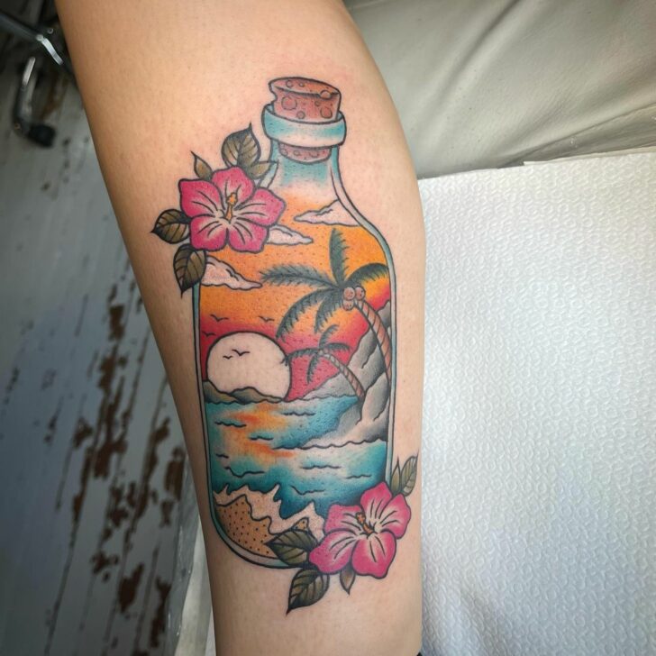 18 Charming Beach Tattoos Celebrating Oceanic Beauty