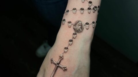 18 Divine Rosary Tattoos For Embodying Spiritual Strength