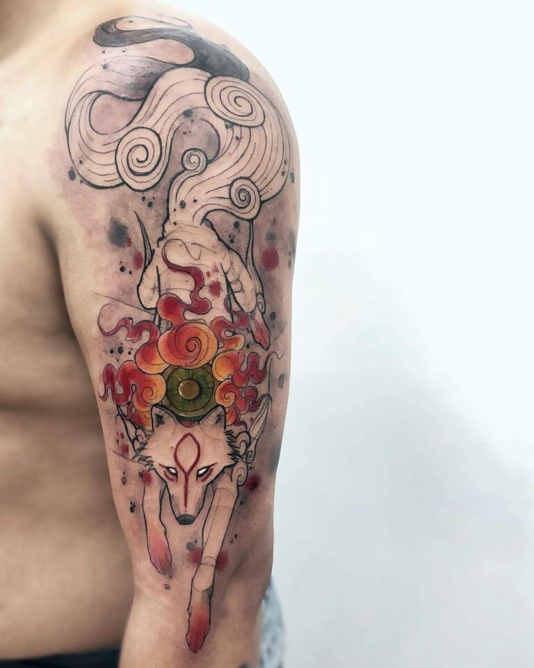 19 Inspiring Okami Tattoos To Light Up Your Look And Spirit