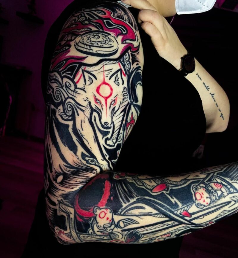 19 Inspiring Okami Tattoos To Light Up Your Look And Spirit