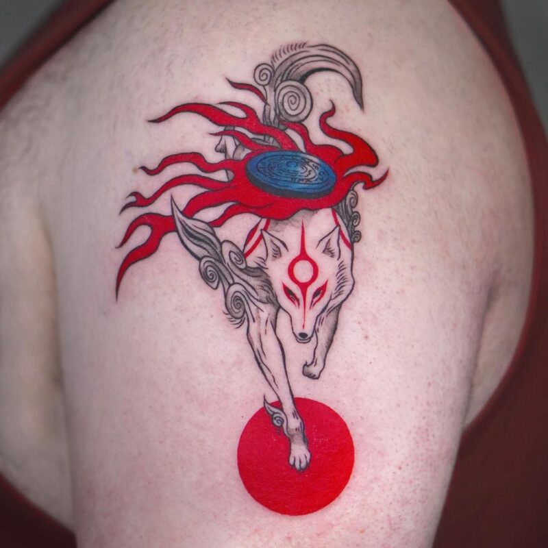 19 Inspiring Okami Tattoos To Light Up Your Look And Spirit