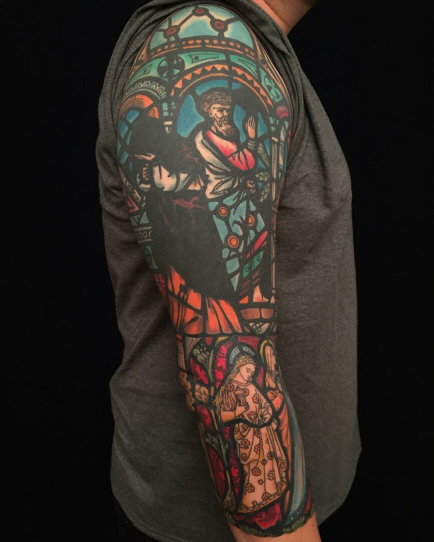 20 Stained Glass Tattoos That Will Brighten Your Day