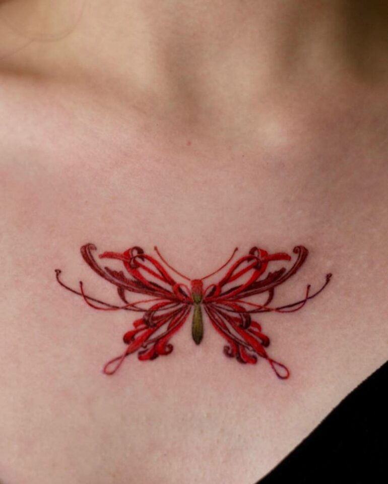 34 Remarkable Red Spider Lily Tattoos To Create A Web Of Beauty