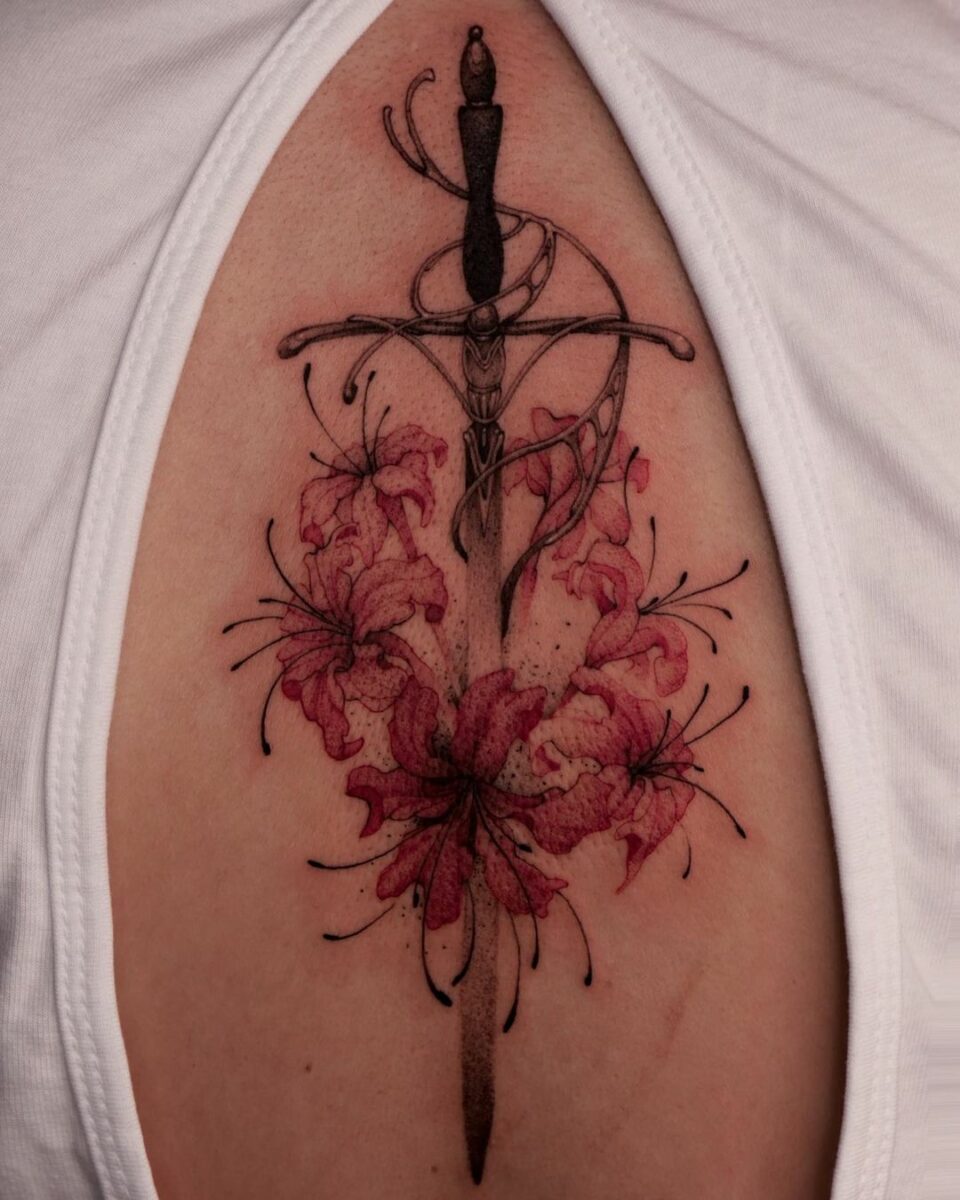 34 Remarkable Red Spider Lily Tattoos To Create A Web Of Beauty