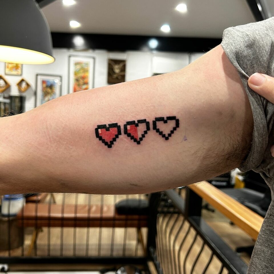 18 Nostalgic Pixel Tattoos To Level Up Your Skin
