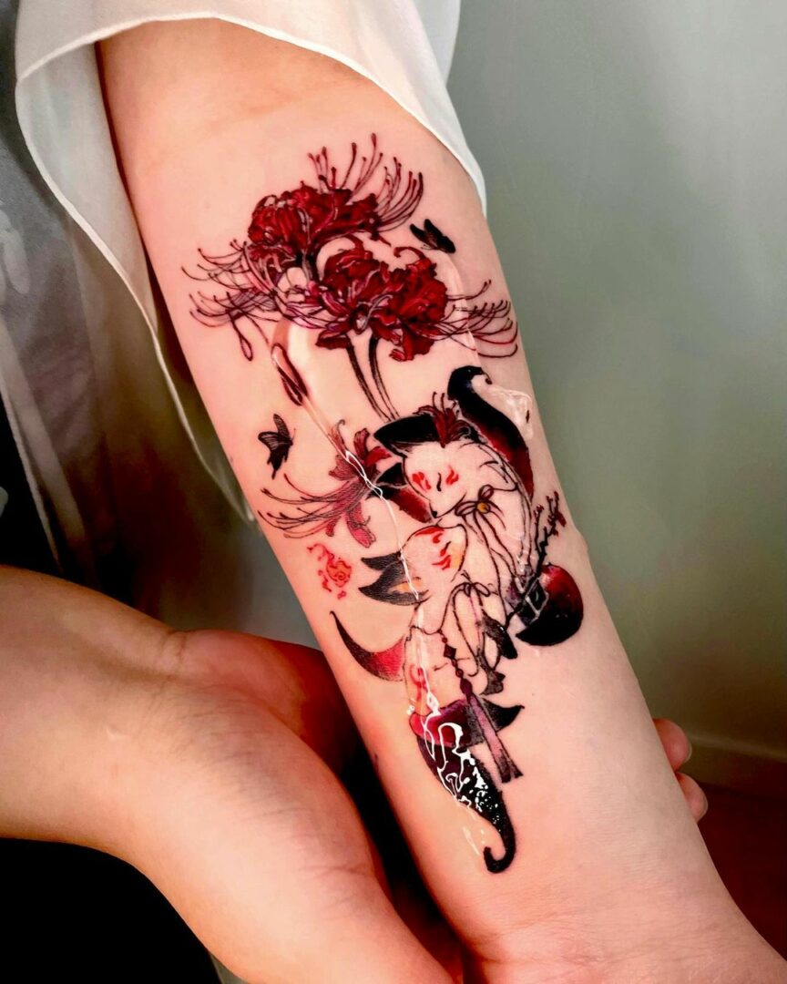 34 Remarkable Red Spider Lily Tattoos To Create A Web Of Beauty