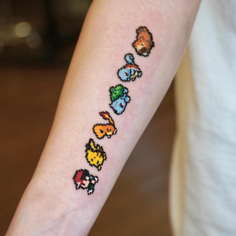 18 Nostalgic Pixel Tattoos To Level Up Your Skin