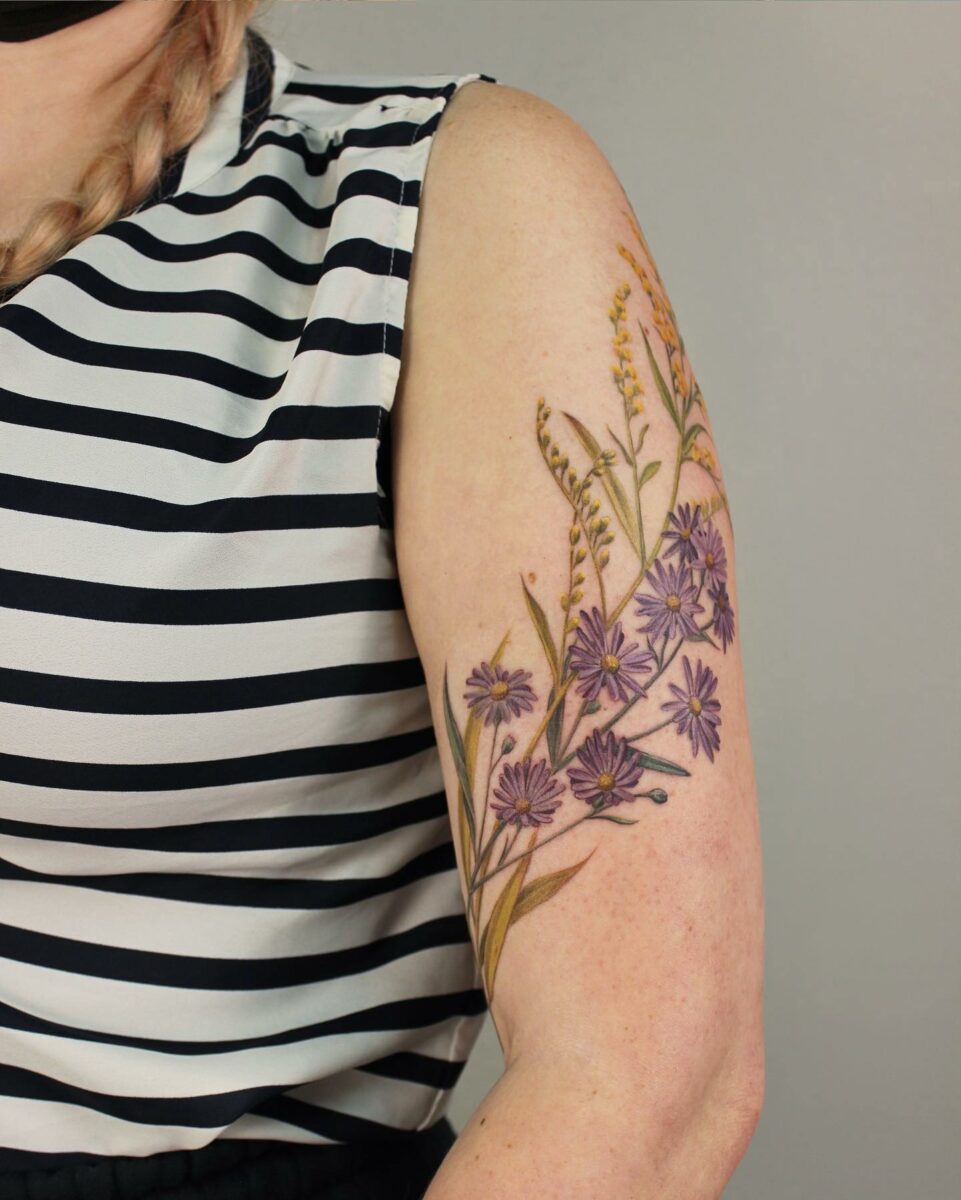 20 Beautiful Aster Flower Tattoos To Enter The Garden Of Dreams